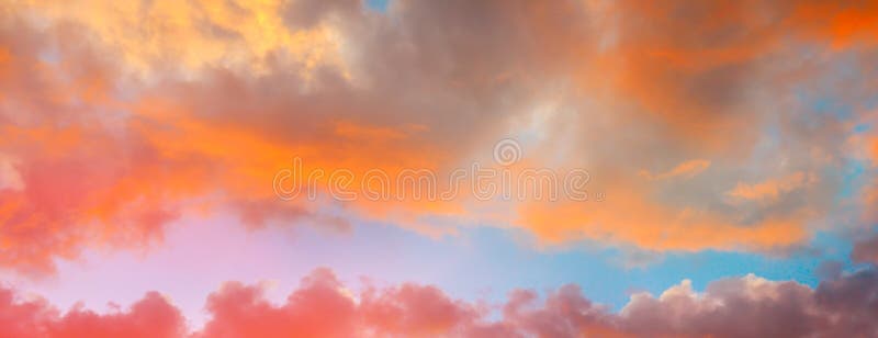 Beautiful Sky with Bright Sunset Sunrise and Clouds Stock Photo - Image ...