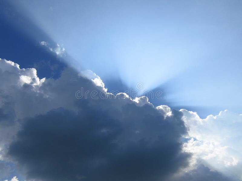 Beautiful Sky with Clouds and Sun Rays Stock Photo - Image of heaven ...