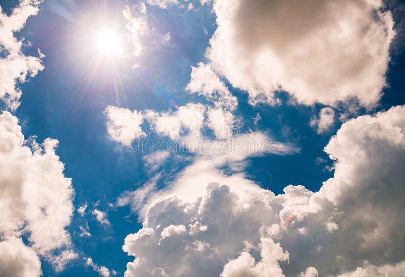 The Beautiful Sky and Clouds in Sunny Day. Stock Photo - Image of flare ...
