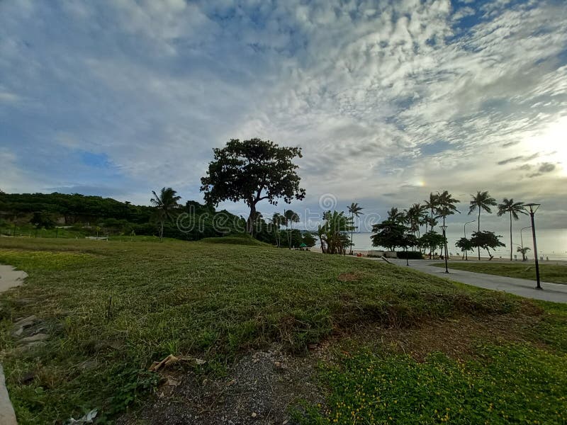 Beautiful Sky with Clouds with Trees and Nice Scenery in the White Sand ...