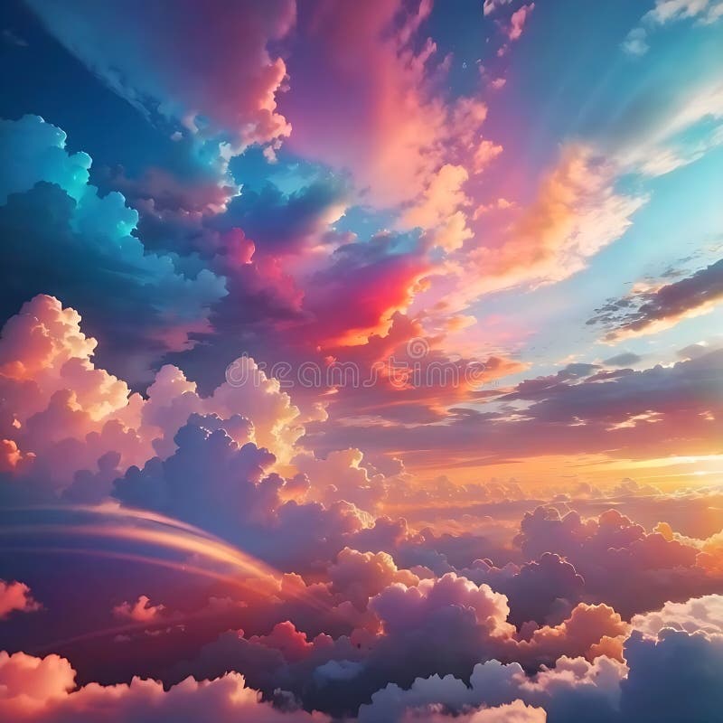 Colorful Sky with Clouds Generated by AI Stock Illustration ...