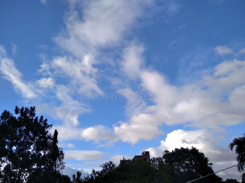 Beautiful Sky Scenery With Trees And Cloud Stock Photo - Image of dawn ...