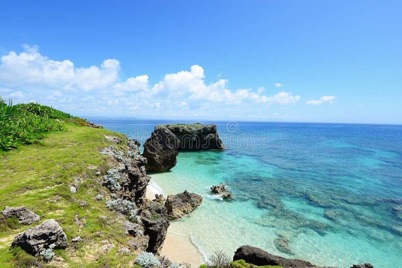 Beautiful Sky and Sea in Okinawa Stock Photo - Image of seascape, plant ...