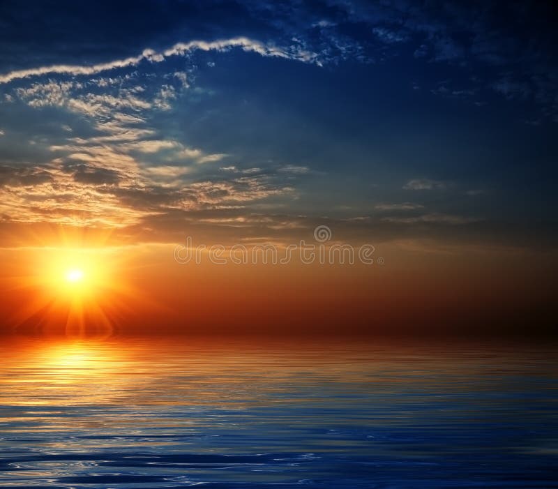 Beautiful Sky with Solar Beams in Reflection. Stock Image - Image of ...