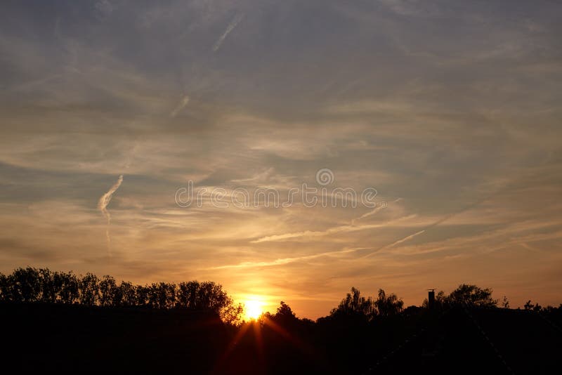 Beautiful Sky and Sun with Clouds Stock Image - Image of house, sunset ...