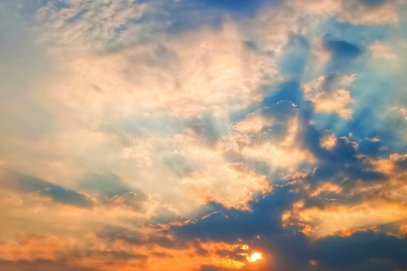 Beautiful Sky with Sun Rays Stock Image - Image of panoramic, nature ...
