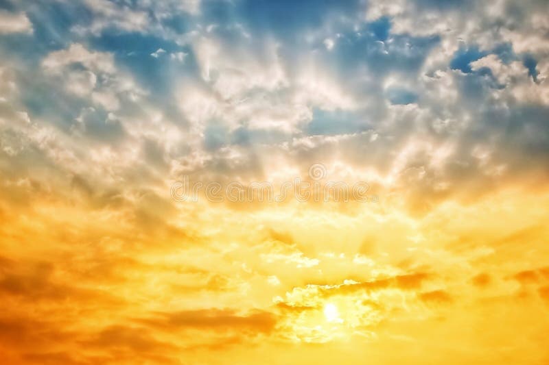 Beautiful Sky with Sun Rays Stock Photo - Image of colorful, orange ...