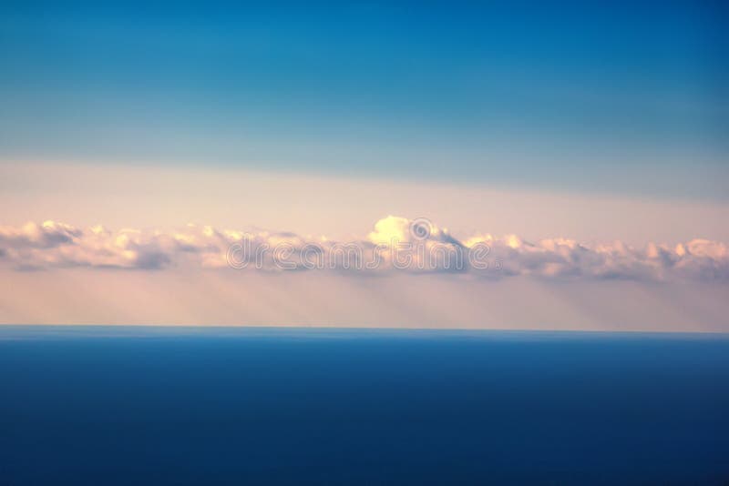 Beautiful Sky with Sun Rays through Clouds Stock Image - Image of ocean ...