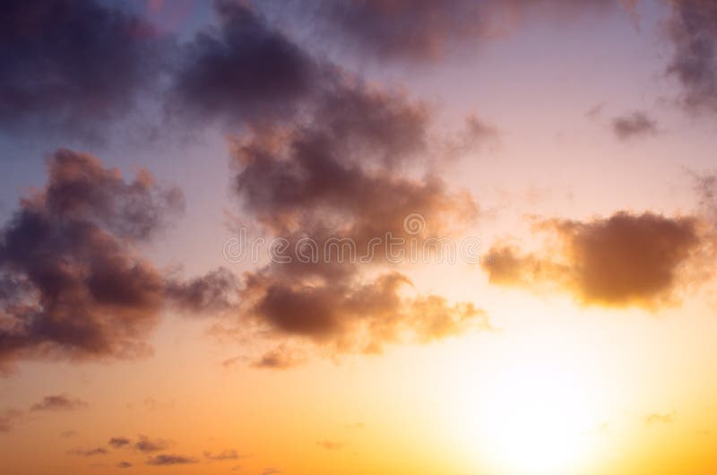 Beautiful Sky Sunset and Bright Warm Sun with Thunderclouds Stock Image ...