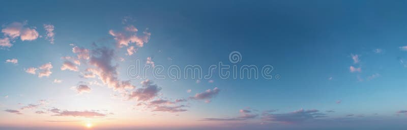 Beautiful Sky before Sunset with Light Pink Clouds. Panorama 360 Degree ...