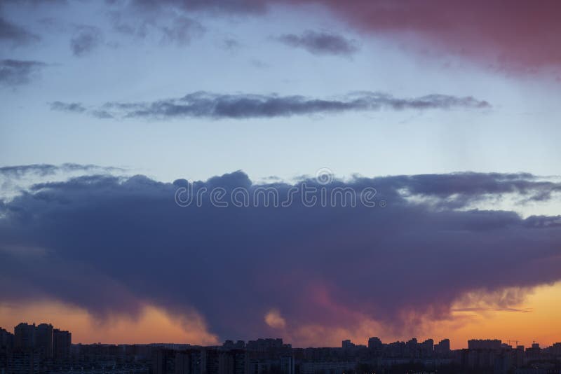 Beautiful Sky at Sunset Over the City Stock Photo - Image of fall ...