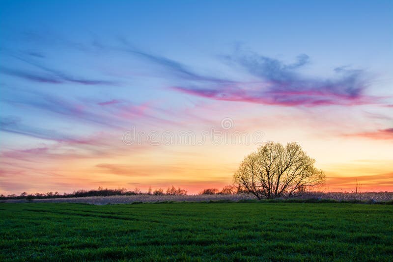 Beautiful Sky after Sunset Over the Field, Poland Stock Image - Image ...