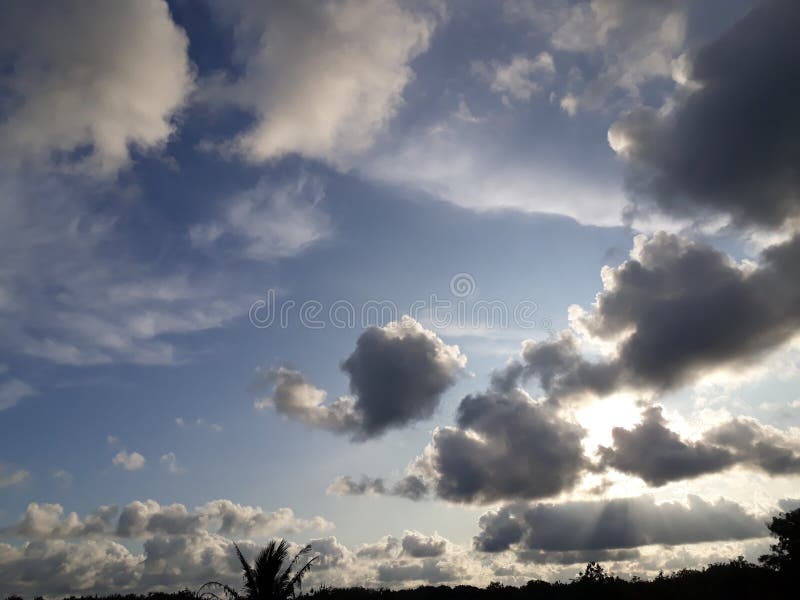 Beautiful Sky between Sunset and Overcast Clouds Stock Photo - Image of ...