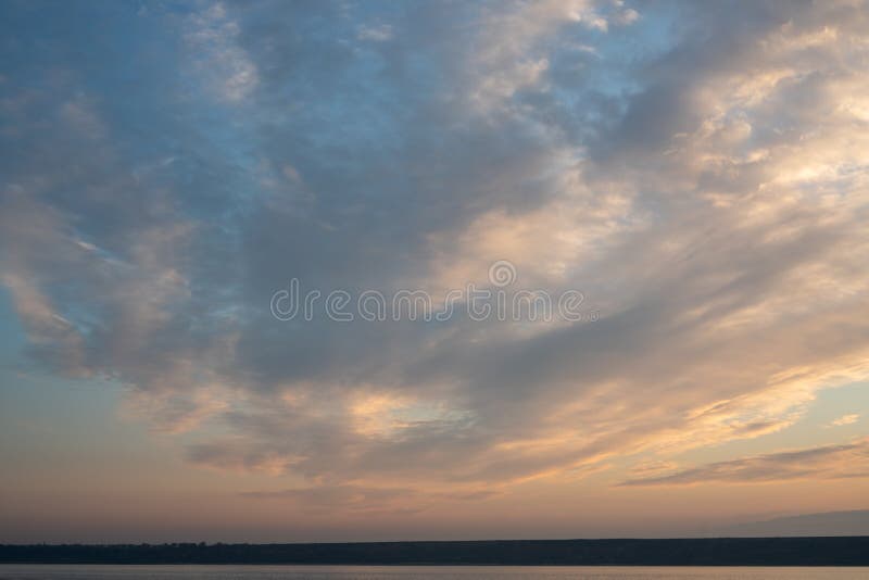 Beautiful Sky at Sunset and a Thin Line of the Horizon. Creative ...