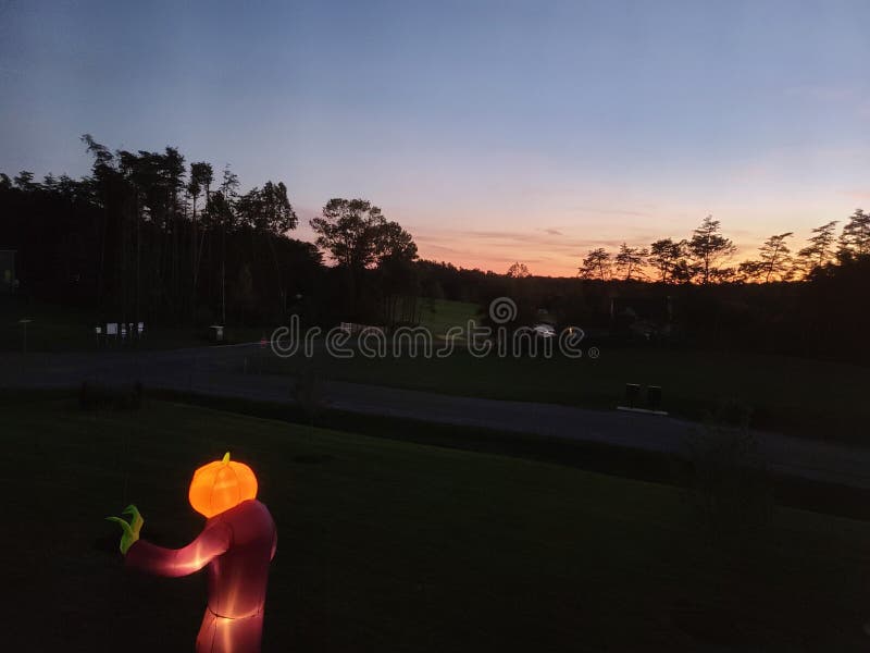Beautiful Sky and Trees in the Evening at Twilight Stock Photo - Image ...