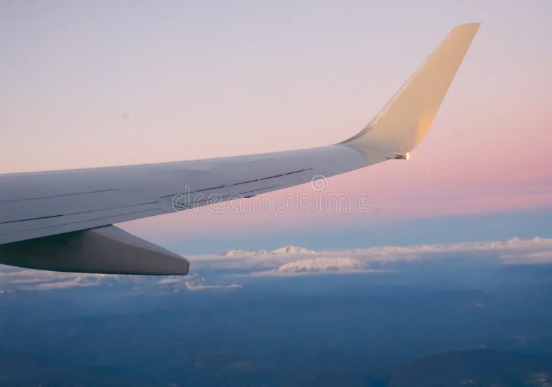 Beautiful Sky Under the Wing of a Flying Airplane Stock Photo - Image ...