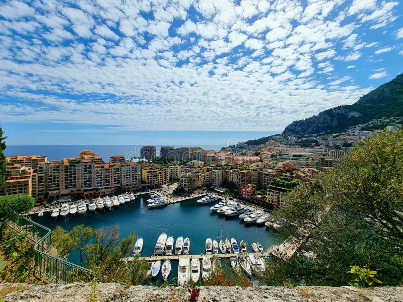 Beautiful Sky Up Monaco Harbor Stock Image - Image of fontvieille ...
