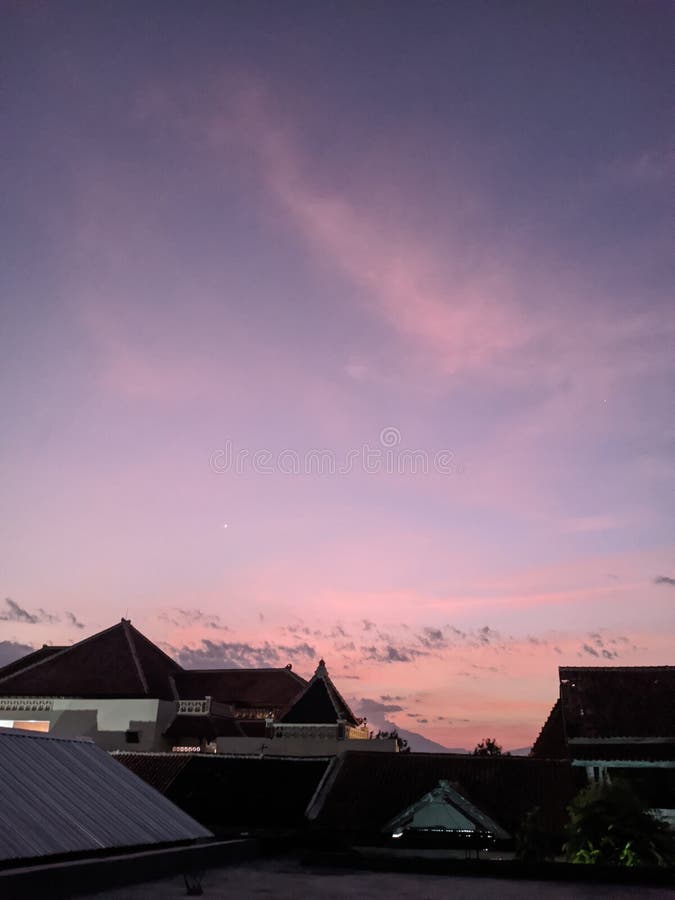 Beautiful Sky View, Sunset at Dusk, Silhouette Visible Stock Image ...