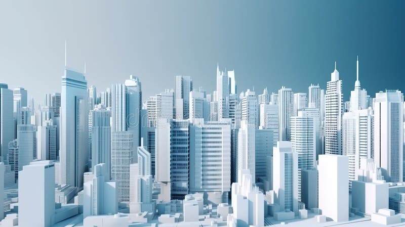 Beautiful Skyline of the City, Like 3d Model Stock Illustration ...