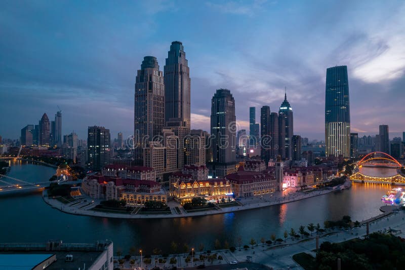Beautiful Skyline of a Modern City on the Twilight Stock Image - Image ...