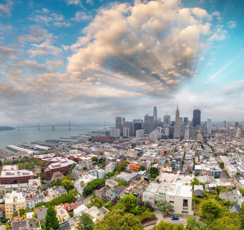 Beautiful Skyline of San Francisco at Sunset Stock Photo - Image of ...