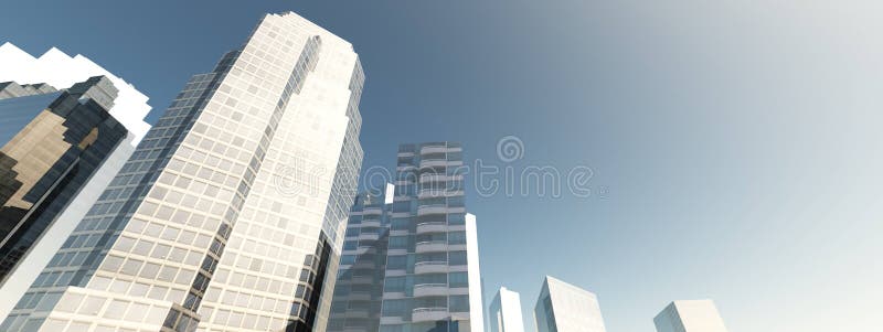 Beautiful Skyscrapers on a Background of Blue Sky Stock Illustration ...