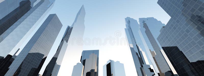 Beautiful Skyscrapers on a Background of Blue Sky Stock Illustration ...
