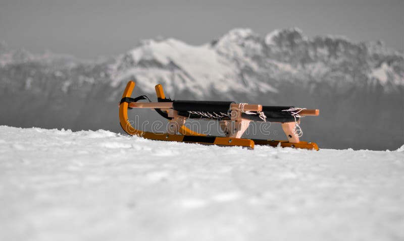 A Beautiful Sled in the Mountains on the Snow Stock Image - Image of ...