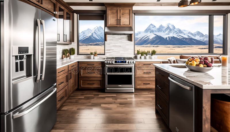 Beautiful Sleek Modern Kitchen Design, Generative AI Stock Illustration ...