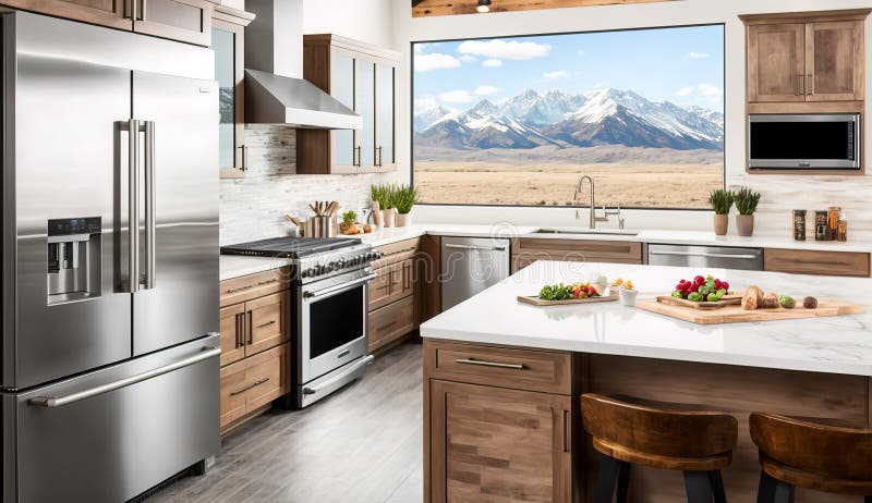 Beautiful Sleek Modern Kitchen Design, Generative AI Stock Illustration ...