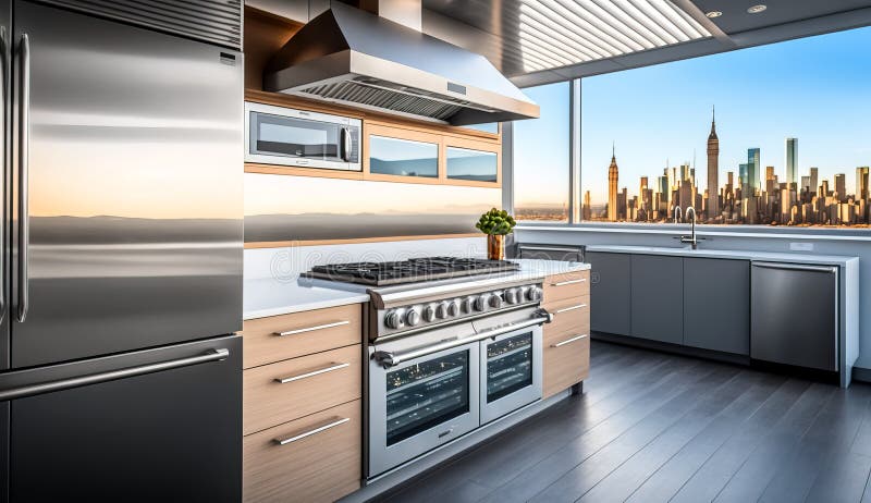 Beautiful Sleek and Modern Kitchen, Generative AI Stock Illustration ...