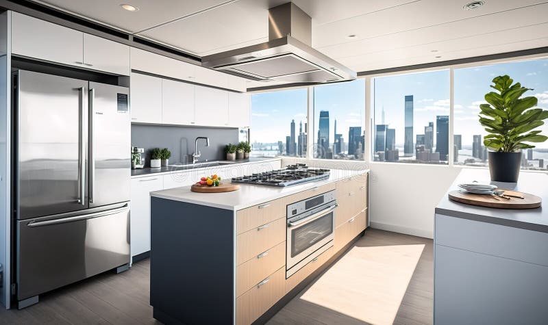 Beautiful Sleek and Modern Kitchen, Generative AI Stock Illustration ...