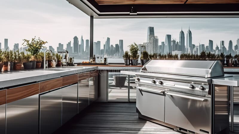 Beautiful Sleek and Modern Kitchen, Generative AI Stock Illustration ...