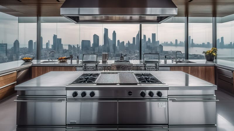 Beautiful Sleek and Modern Kitchen, Generative AI Stock Illustration ...