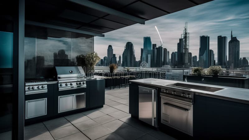 Beautiful Sleek and Modern Kitchen, Generative AI Stock Illustration ...