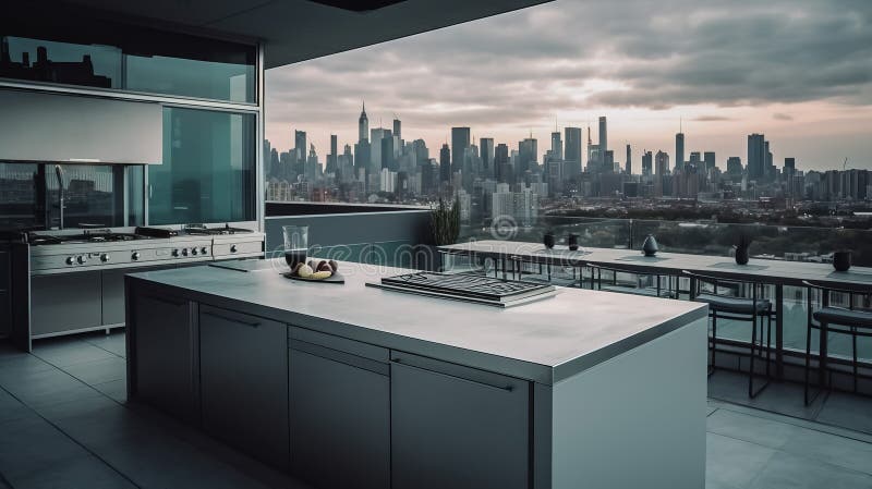 Beautiful Sleek and Modern Kitchen, Generative AI Stock Illustration ...