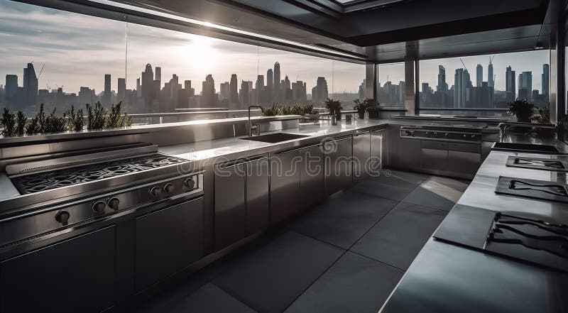 Beautiful Sleek and Modern Kitchen, Generative AI Stock Illustration ...