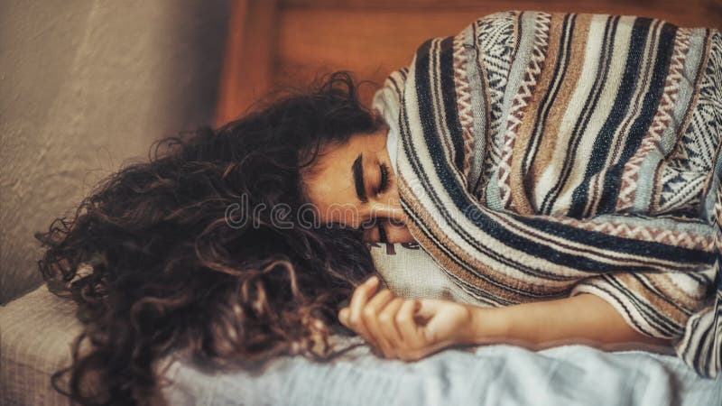 Beautiful Sleeping Woman in Poncho. Loop Animation. Stock Video - Video ...