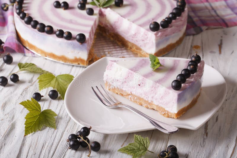 Beautiful Sliced Currant Cheesecake Close-up Horizontal Stock Image ...