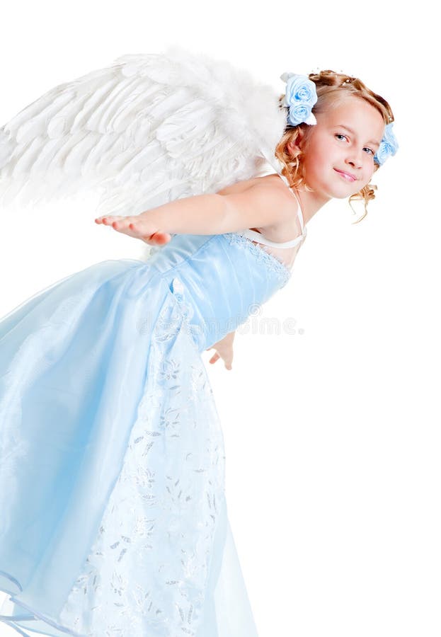 Small Angel Sitting in Hands Holding Bird Stock Image - Image of cupped ...