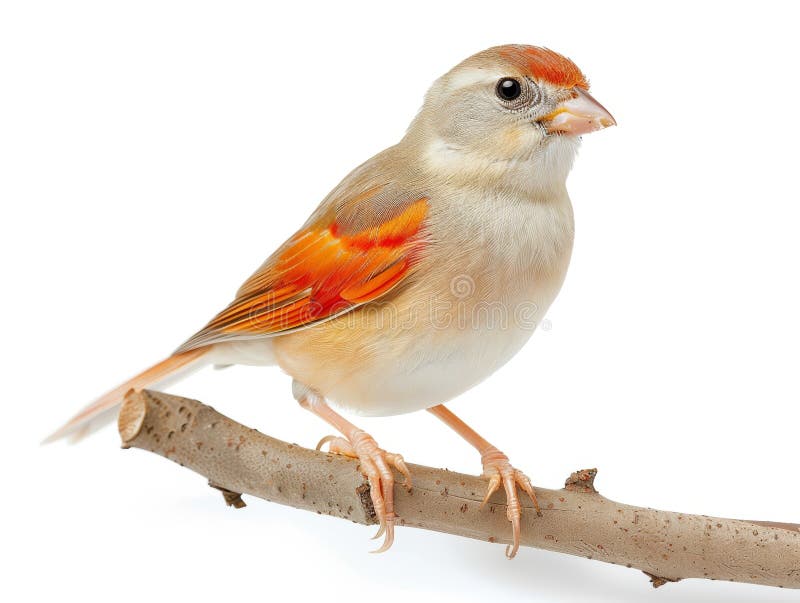 Beautiful Small Bird with Orange Highlights Perched on a Thin Branch ...