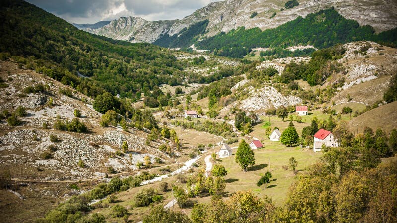 Beautiful Small Mountain Village in the Valley Stock Photo - Image of ...