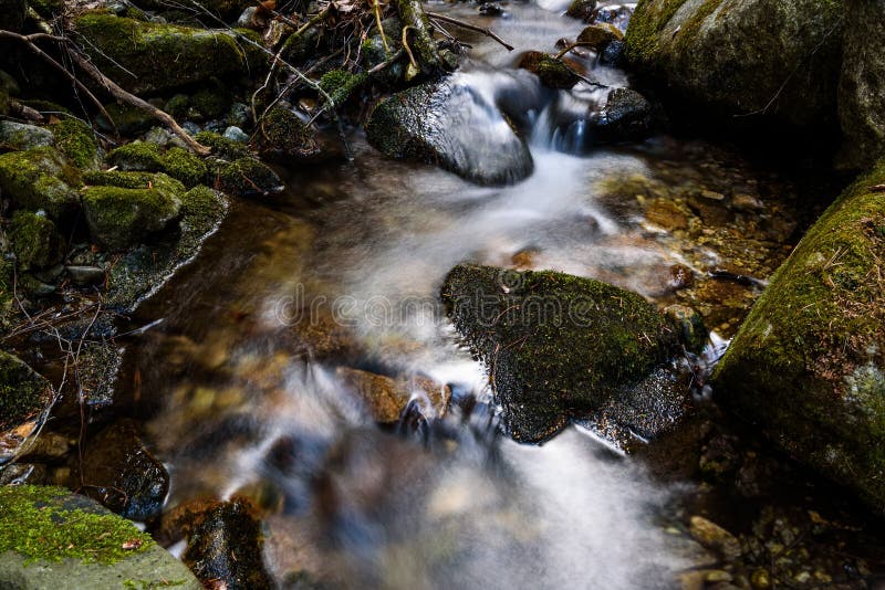 Beautiful Small Mountain Waterfall in Forest Stock Image - Image of ...