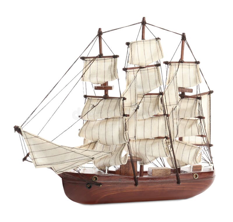Beautiful Small Ship Model Isolated on White Stock Image - Image of ...