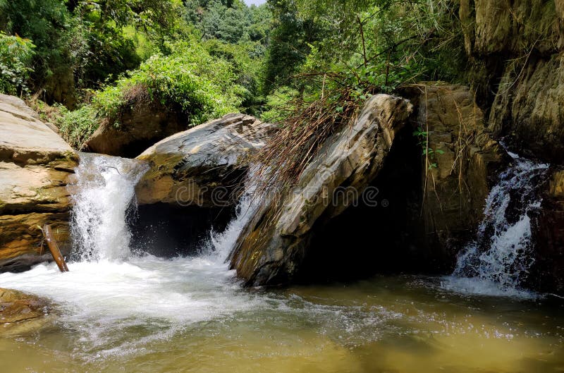 Beautiful Small Waterfall in the Forest Stock Image - Image of fall ...
