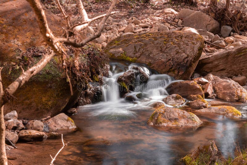 Beautiful Small Waterfall between Rocks Stock Photo - Image of ...