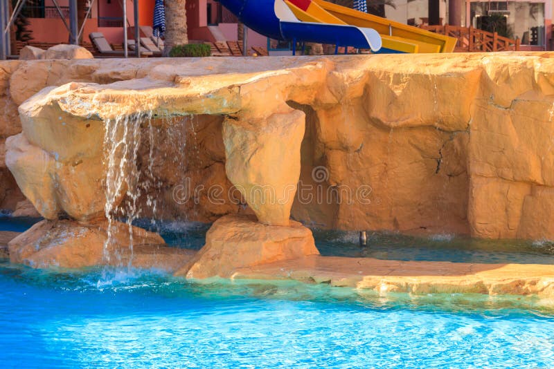 Beautiful Small Waterfall in a Swimming Pool Stock Image - Image of ...
