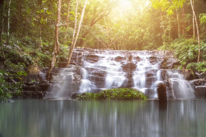 Beautiful Small Waterfall in the Wild with Sun Light,nature Stock Photo ...