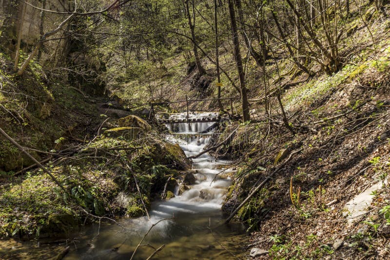 Small Waterfall and a Bridge Stock Image - Image of fresh, park: 117944129