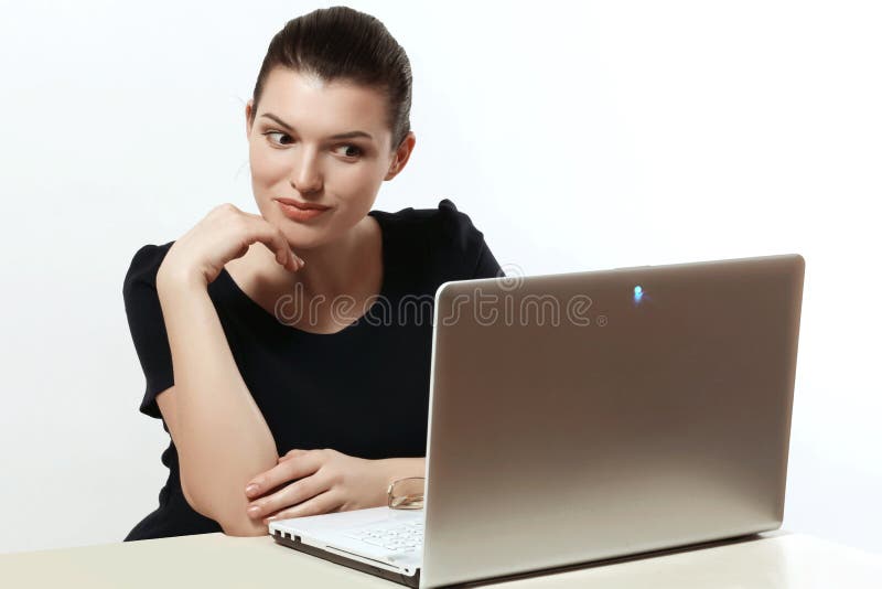 171 Beautiful Smart Girl Laptop Computer Emotions Stock Photos - Free ...